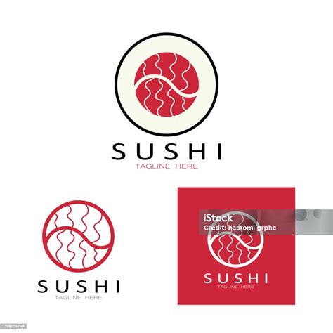 스시 로고 템플릿입니다 벡터 아이콘 스타일 일러스트레이션 바 또는 상점 초밥 연어 롤 초밥 및 젓가락 바 또는 레스토랑 벡터 로고 템플릿과 롤 0명에 대한 스톡 벡터 아트
