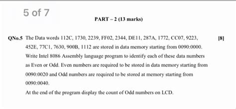 Solved 5 Of 7 Part 2 13 Marks 8 Qno5 The Data Words
