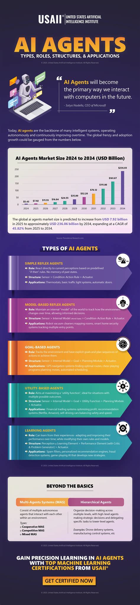 Ai Agents Types Roles Structures And Applications Infographic