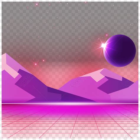 우주 일러스트 천체 보라색 산 과학 기술 조명 효과 장면 디자인구체그물격자 Png 일러스트 무료 다운로드 Lovepik