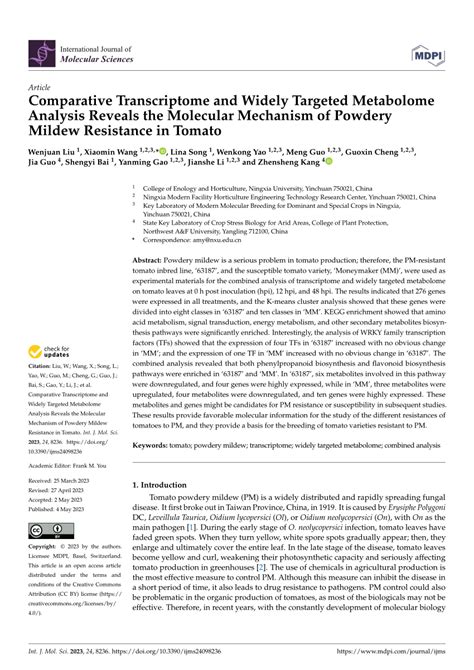 Pdf Comparative Transcriptome And Widely Targeted Metabolome Analysis