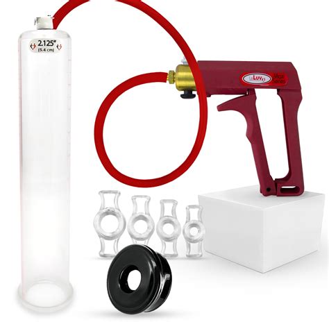 Leluv Premium Penis Pump Maxi Red Upgraded Silicone Hose Vacuum Seal And 4 Sizes Of