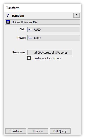 Transform UUID Random