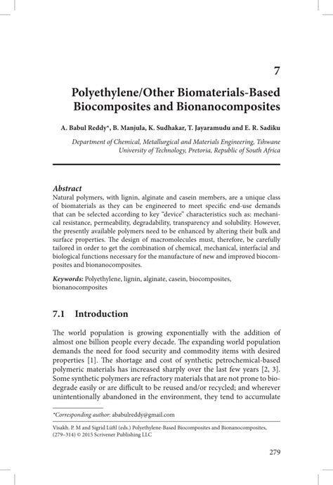 Pdf 7 Polyethyleneother Biomaterials Based Biocomposites And Bionanocomposites