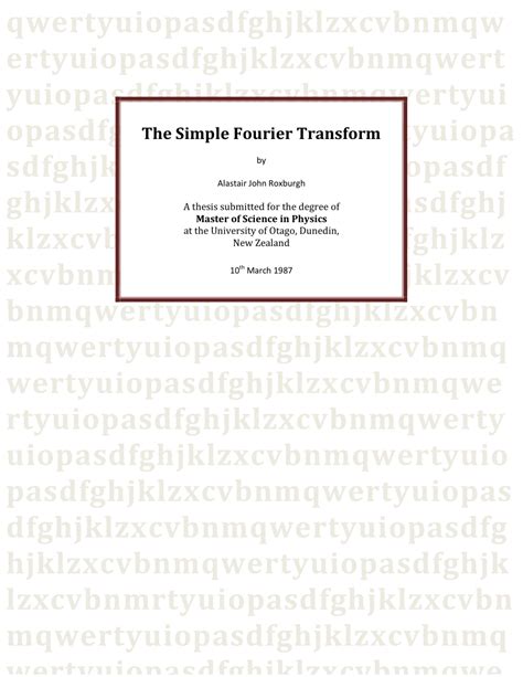 Pdf The Simple Fourier Transform