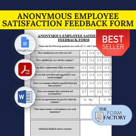 Anonymous Employee Feedback Printable Fillable Form † Digital Template