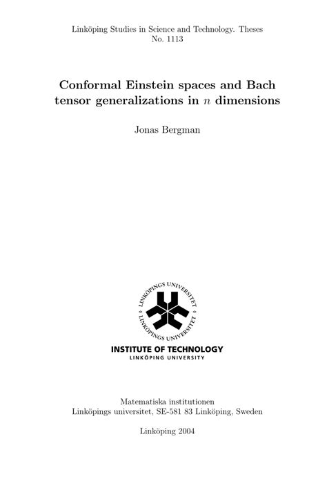 Pdf Conformal Einstein Spaces And Bach Tensor Generalizations In N Dimensions