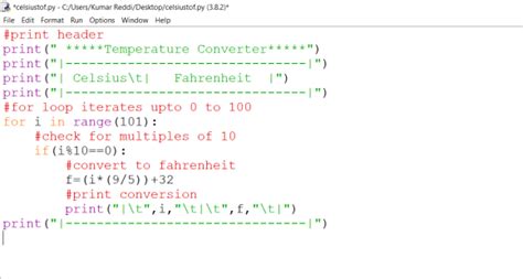 Write A Program That Displays A Temperature Conversion Table For Degrees Celsius And Degrees