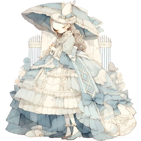 Premium Photo Anime Character Design Female Rococo Wedding Fashion Pannier Gown Average Height