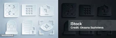 Set Document And Lock Laptop Protected With Shield Flasher Siren Eye Scan Password Protection