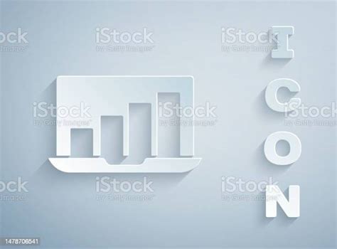 회색 배경에 격리된 그래프 차트 아이콘이 있는 종이 컷 노트북 보고서 텍스트 파일 아이콘입니다 회계 표시 감사 분석 계획 종이 아트 스타일 벡터 3차원 형태에 대한 스톡