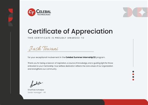 Jash Tewani On Linkedin Dataengineering Internship Certificateofappreciation Gratitude