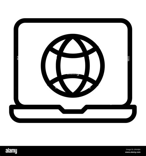 Browsing Laptop Internet Web Single Isolated Icon With Outline Style Vector Design Illustration