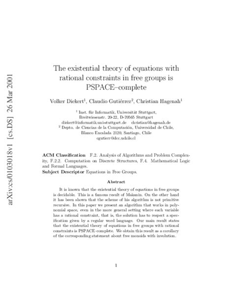 Pdf The Existential Theory Of Equations With Rational Constraints In