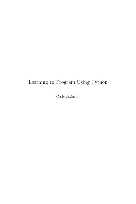 Python Book Learning To Program Using Python Cody Jackson Contents