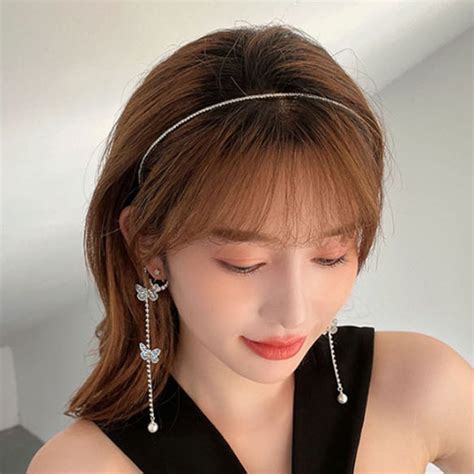 다파라뽐 사랑스러운 나비 포인트 스트링 헤어 와이어 머리띠 귀여운 장식 웨딩 브라이덜샤워 스타일링