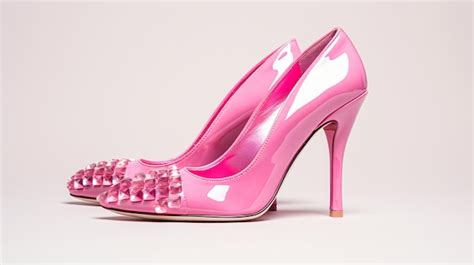 Premium Photo Blink Pink Barbie Shoe High Heels On White Background