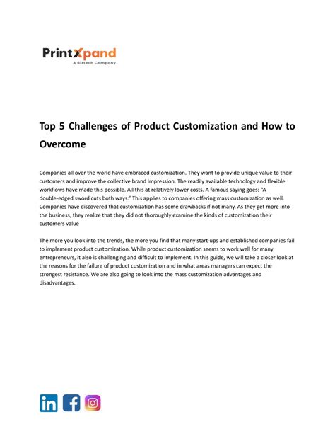 Ppt Top 5 Challenges Of Product Customization And How To Overcome