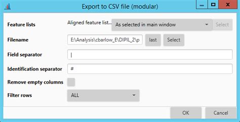 only the first spectral match is exported using the export to csv