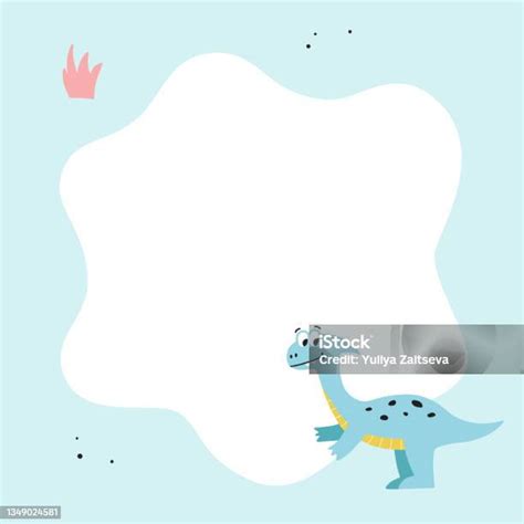 귀여운 손으로 그린 공룡 프레임 텍스트 또는 사진 템플릿입니다 파티 유치원 유치원에 적합합니다 벡터 그림입니다 0명에 대한 스톡 벡터 아트 및 기타 이미지 Istock