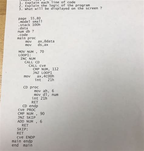 Solved 1 Explain Each Code Of 2 Explain The Logic Of The