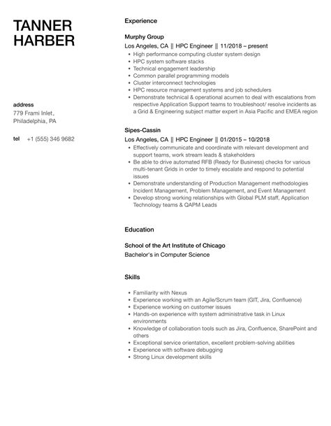 Hpc Engineer Resume Samples Velvet Jobs