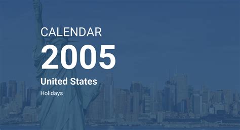 Year 2005 Calendar United States