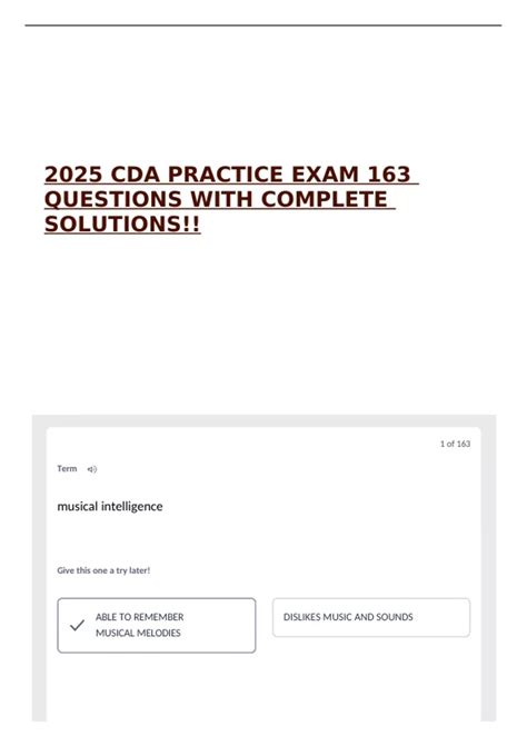 2025 CDA PRACTICE EXAM 163 QUESTIONS WITH COMPLETE SOLUTIONS CDA Stuvia US