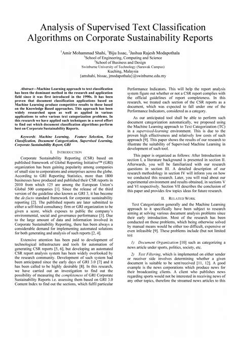 Pdf Analysis Of Supervised Text Classification Algorithms On Corporate Sustainability Reports