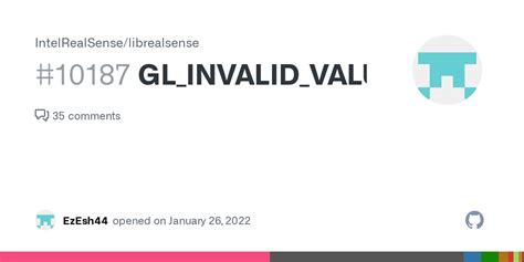 Glinvalidvalue · Issue 10187 · Intelrealsenselibrealsense · Github