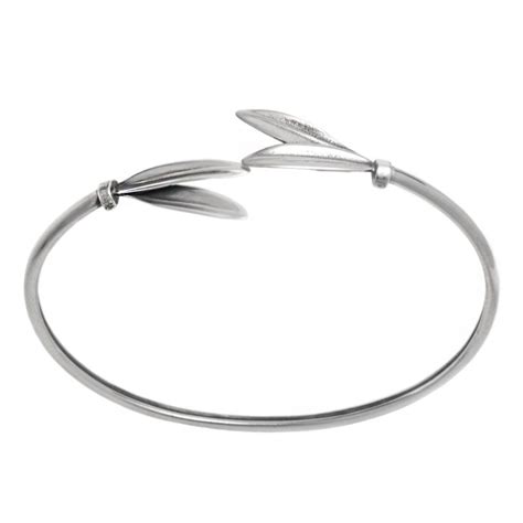Silver Cuff Bracelet Olive Leaf Culturetaste