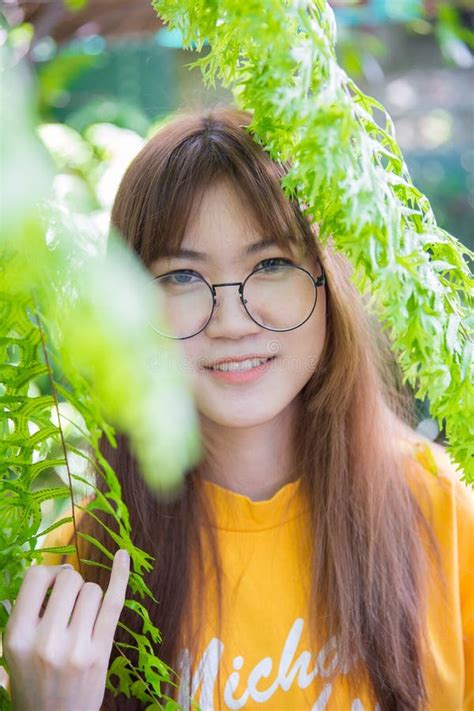 Asian Cute Glasses Teen Portait Stock Image Image Of Glass Female
