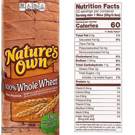 Natures Own 100 Whole Wheat Bread Loaf 20 Oz Freshly Baked And Nutritious Buy Now With