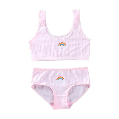 Teenage Young Girls 2 Piece Underwear Set Rainbow Grandado