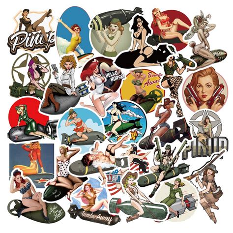50pcs Pack World War Ii Pin Up Girls Stickers Beauty Bomb Girl