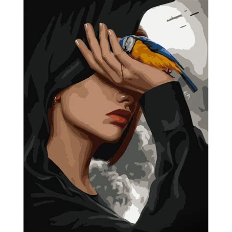 Картина за номерами Strateg ПРЕМІУМ Пташка в руці розміром 40х50 см Gs815 низкие цены