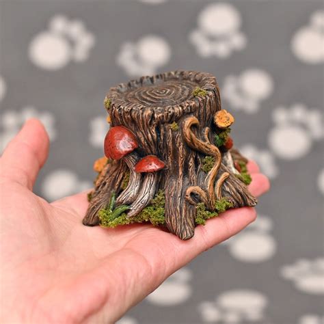 Tree Trunk With Mushrooms Sculpture One Of A Kind Handmade Etsy