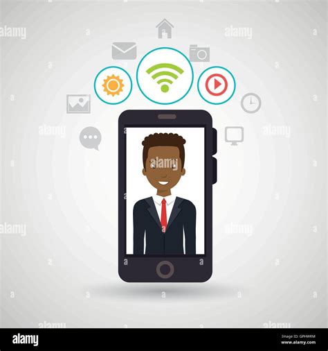Man Cellphone Wifi Connection Stock Vector Image Art Alamy