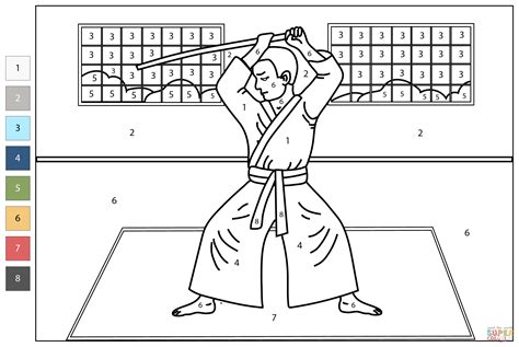 Color By Number Martial Arts Free Printable Coloring Pages