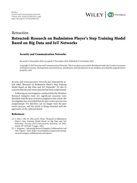 Pdf Retracted Research On Badminton Players Step Training Model Based On Big Data And Iot