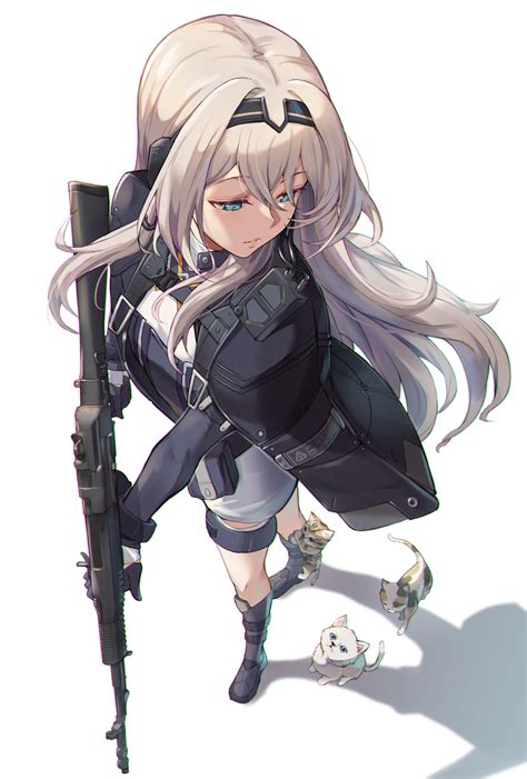 Safebooru 1girl An 94 An 94 Girls Frontline Animal Assault Rifle