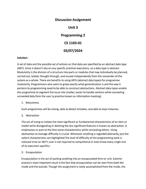 discussion assignment unit 3 programming 2 since it doesn t rely on any specific practical