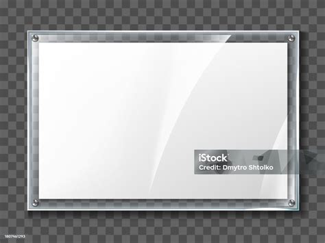 투명한 배경에 고립된 사실적인 유리 프레임의 빈 포스터 투명 벽 아크릴 사진 포스터 디스플레이 프레임 0명에 대한 스톡 벡터