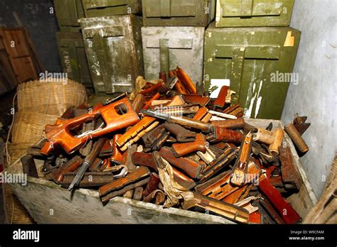 Parts Of Disassembled Guns Are Seen Stored In A House In Wanshou