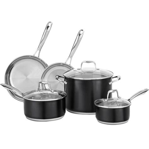 8 Piece Stainless Steel Cookware Set In Onyx Black Cookware Set