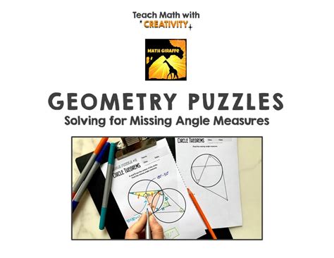Angle Puzzles Challenge Set Solving For Missing Angle Measures Using Math Giraffe Shop