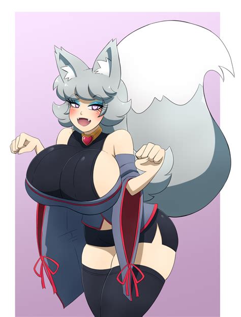 Rule 34 Breasts Collar Emie Kobi Fangs Fox Girl Heart Shaped Pupils