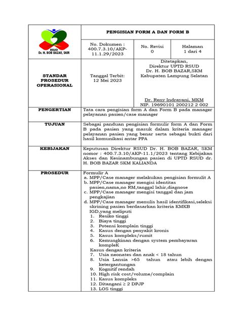 Spo Pengisian Form A Dan Form B Pdf