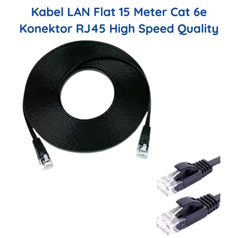 Kabel LAN Flat 15 Meter Cat 6e RJ45 Gigabit Ethernet Cat6e Cable LAN Gepeng 15m Category 6e