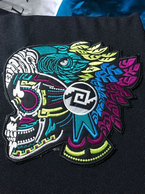 Large Aztec Eagle Warrior Skull Chimalli Shield Xicalcoliuhqui Patch 1